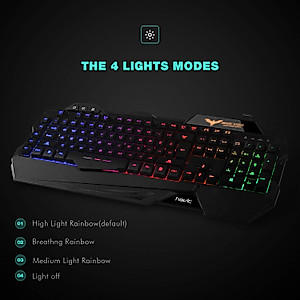 HAVIT HV-KB558CM Gaming Keyboard and Mouse Combo (Rainbow Backlit) Black / UK Layout (QWERTY)