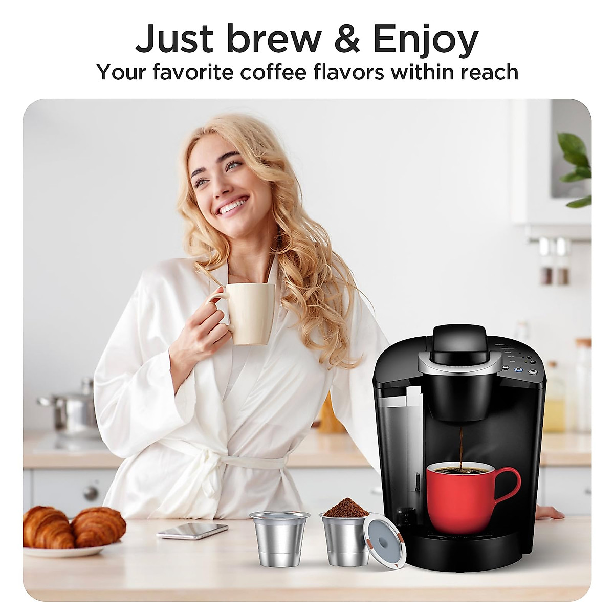 Reusable k Cup Coffee Filters,Universal stainless steel Refillable k-Cups Filter Use for Keurig 2.0 and 1.0 Coffee Makers-brewers(2pack)…