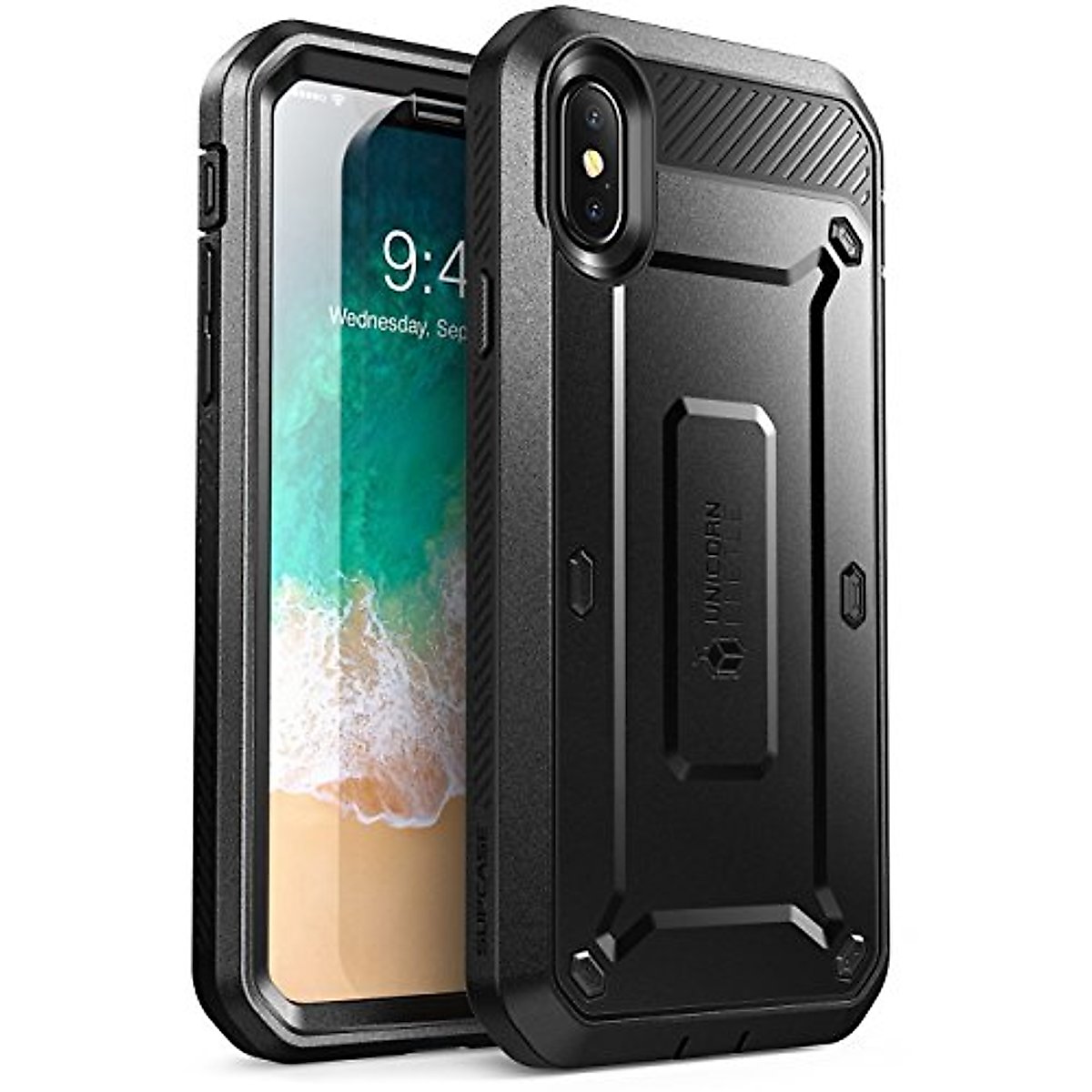 SUPCASE Unicorn Beetle Pro Series Case Designed Designed for iPhone X, with Built-In Screen Protector Full-body Rugged Holster Case for Apple iPhone X / iPhone 10 (2017 Release) (Black)