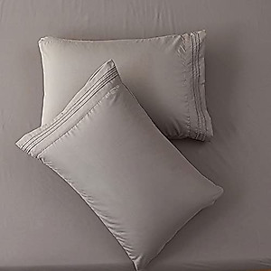 SONORO KATE Bed Sheet Set Super Soft Microfiber 1800 Thread Count Luxury Egyptian Sheets Fit 18-24 Inch Deep Pocket Mattress Wrinkle-4 Piece (Grey, Queen)