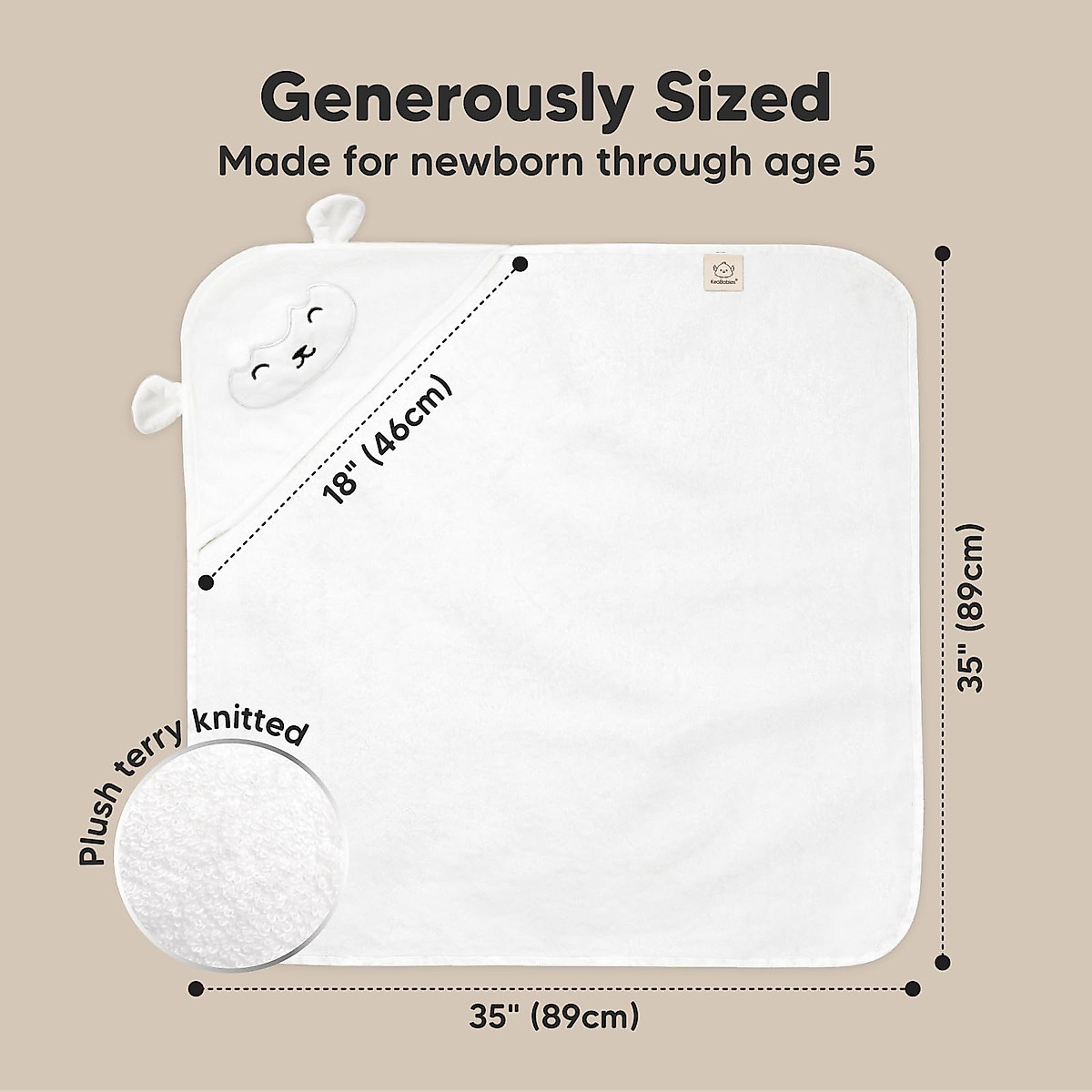 KeaBabies Baby Hooded Towel - Viscose Derived from Bamboo Baby Towel, Toddler Bath Towel, Infant Towels, Large Hooded Towel, Soft Baby Towels with Hood for Girls, Babies, Newborn Boys (Lamb)