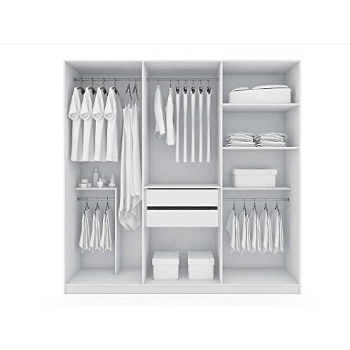 Manhattan Comfort Gramercy Contemporary Modern Freestanding Wardrobe Armoire Closet, 82.48", White