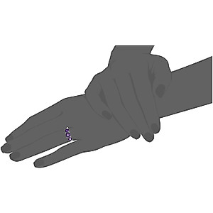 Sterling Silver African Amethyst and Diamond Accented 3-stone Engagement Ring, Size 7