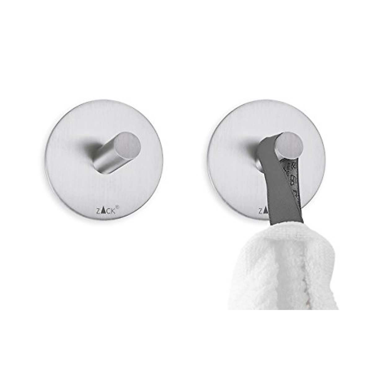 Zack 40306 Duplo Self-Adhesive Round Towel Hook, 1.81-Inch, 2-Piece
