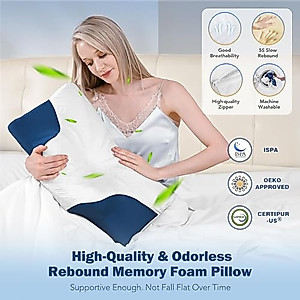 Neck Pillow Memory Foam Pillows - Cervical Neck Support Pillow for Pain Relief Contour Ergonomic Sleeping Pillow Orthopedic Bed Pillows for Side Back Stomach Sleepers, Washable Cover, Ideal Gift