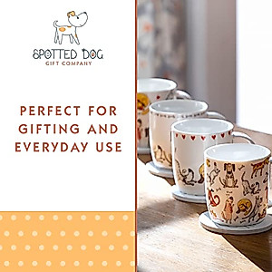 SPOTTED DOG GIFT COMPANY Dog Coffee Mug Set, Cute Mugs 12 oz Ceramic Porcelain China Coffee Tea Cups, Funny Dogs Themed Gifts for Dog Lovers and Animal Lovers Women Men, Set of 2