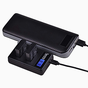 Tectra 3-Pack PG1050 Battery and LCD Dual Charger for 4k Action Camera AKASO EK7000, Brave 4, Dragon Touch 4K, APEMAN, EKEN, Campark, SOOCOO, DBPOWER, Crosstour
