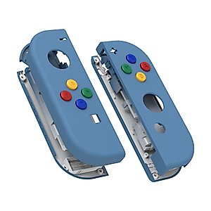 eXtremeRate DIY Replacement Shell Buttons for Nintendo Switch & Switch OLED, Airforce Blue Custom Soft Touch Housing with Corlorful Button for Joycon Handheld Controller - Console Shell NOT Included