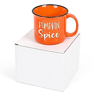 YHRJWN - Fall Coffee Mug, Pumpkin Spice Coffee Mug, Autumn Mug, Fall Cup, Thanksgiving Halloween Mug, Fall Autumn Decor, Thanksgiving Christmas Gifts for Women Men, Orange 15 Oz