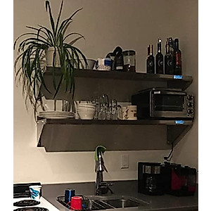 AmGood 14" Width x 30" Length | Stainless Steel Wall Shelf | Square Edge | Metal Shelving | Heavy Duty | Commercial Grade | Wall Mount | NSF Certified