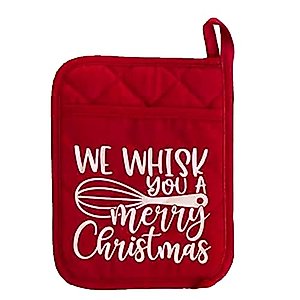 Christmas Pot Holder Baking Kit, Christmas Pot Rack Baking Kit, Christmas Oven Mitts Ornament Printed Oven Gloves, Kitchen Cooking Baking Gift
