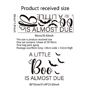 Tenelat A Little Boo is Almost Due Baby Shower Decal for Balloon Arch - Halloween Boo Backdrop Sticker,Bat First Birthday Photography Background, Kids 1st Birthday Party Decor (A Little Boo Decal)