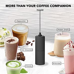Milk Frother, Matcha Whisk, Frother Mini Frappe Mixer for Drink, Whisk Drink Mixer for Coffee, Cappuccino, Frappe, Matcha, Hot Chocolate, Black