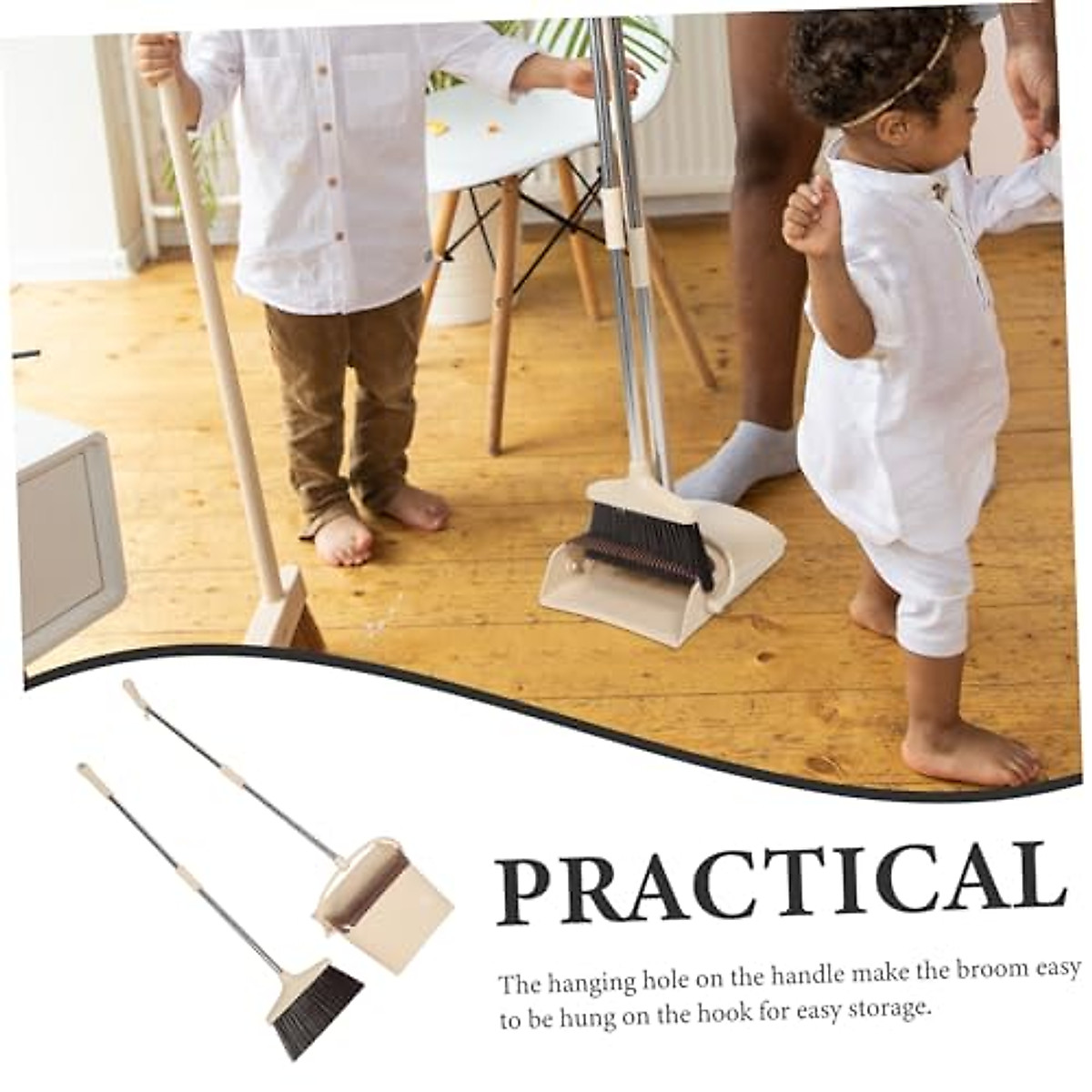 Cabilock 1 Set Broom Set Home Office Cleaning Brooms Household Broom Pan Kit Room Cleaning Broom Long Handle Cleaning Broom Dust Pan and Brush Tools Kitchen Accessories Pans Stainless Steel