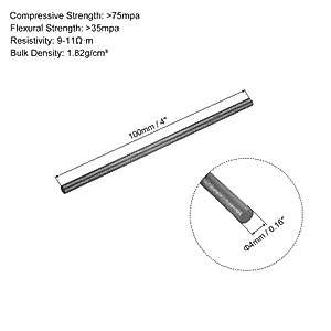 PATIKIL Graphite Rod Graphite Stirring Rod Cylinder Stick Carbon Rod 100x4mm Black for Electrode, Melting Casting, Crucibles, Pack of 10