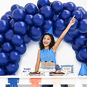 JOYYPOP Navy 100pcs Balloons, Latex Party Balloons for Graduation, Birthday, Anniversary, Nautical Party Decorations, 12 Inch Blue Balloons, Includes Ribbons