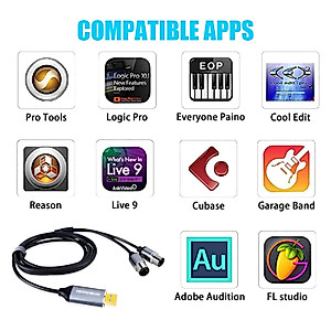 HOSONGIN MIDI to USB Cable 6 Feet, USB to 5-PIN MIDI Interface Adapter Connecting with Keyboard Synthesizer Drum for Editing Recording