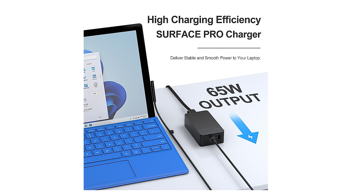 65W Microsoft Surface Pro Charger for Fast Charging