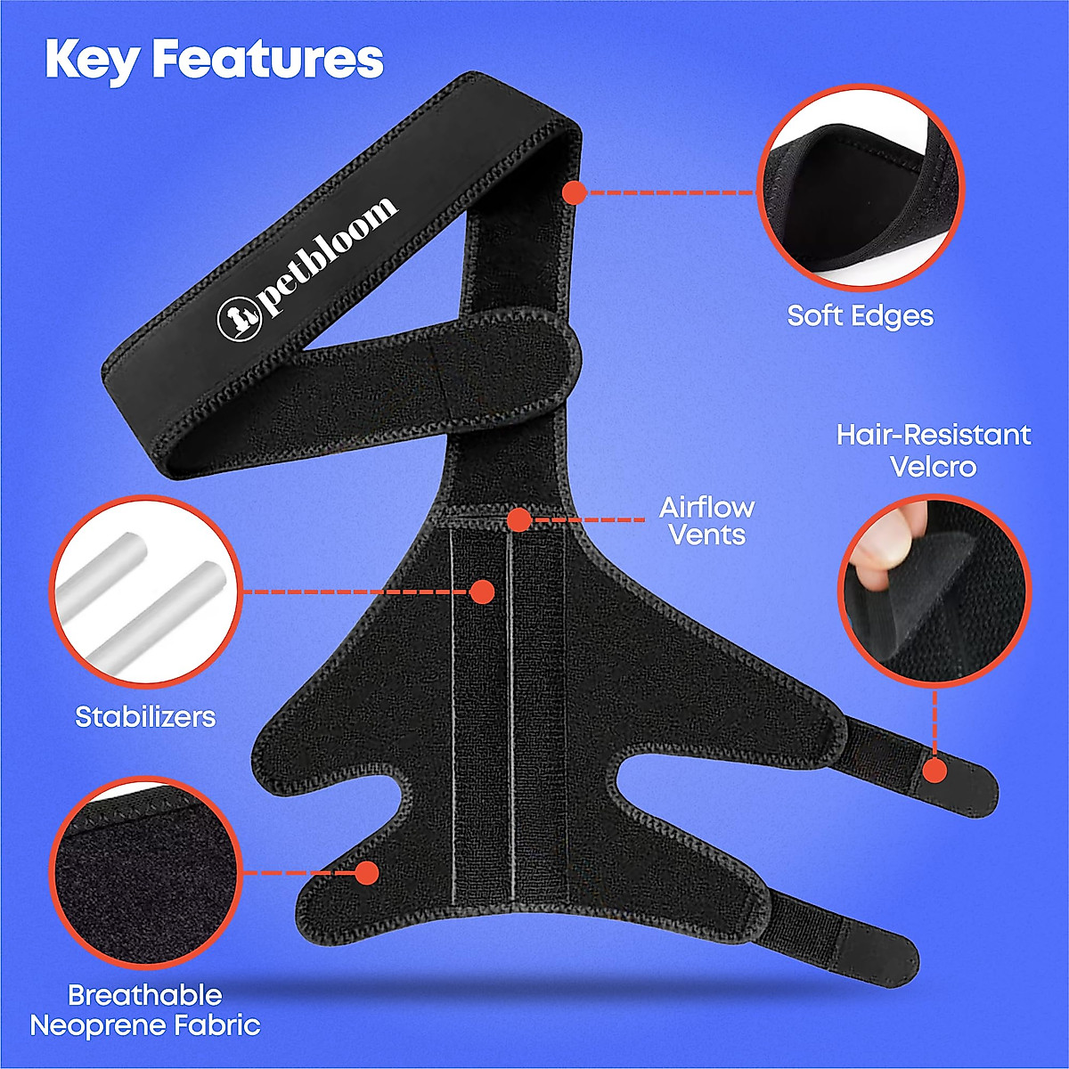 petbloom Dog Knee Brace for Torn ACL, Hip Dysplasia, Arthritis Pain Relief, Osteoarthritis, and Ligament Injuries, Adjustable Neoprene Support for Front or Hind Leg, Black (Large)