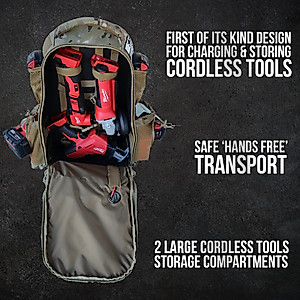 Spec Ops Tool Gear SF-18 Zulu Cordless Tool Backpack, Heavy Duty Military Bag, Charging Station Tactical Backpack - The Breacher (OCP)