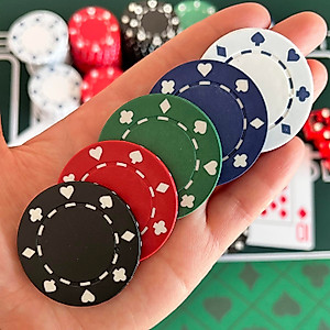 SEETOOOGAMES Casino Poker Chips - 100 Pieces 11.5g Suited Design - 4 Colors (25 red, 25 Green,25 Blue,25 Black)
