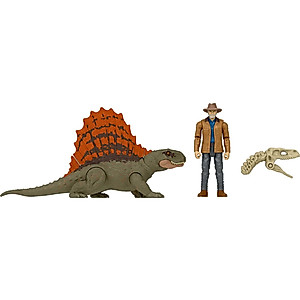 Jurassic World Dominion Dr Alan Grant & Dimetrodon Human and Dino Pack with 2 Action Figures, Toy Gift Set and Collectible