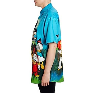 Loungefly Disney Huey, Dewey, & Louie Halloween Camp Shirt Medium Blue