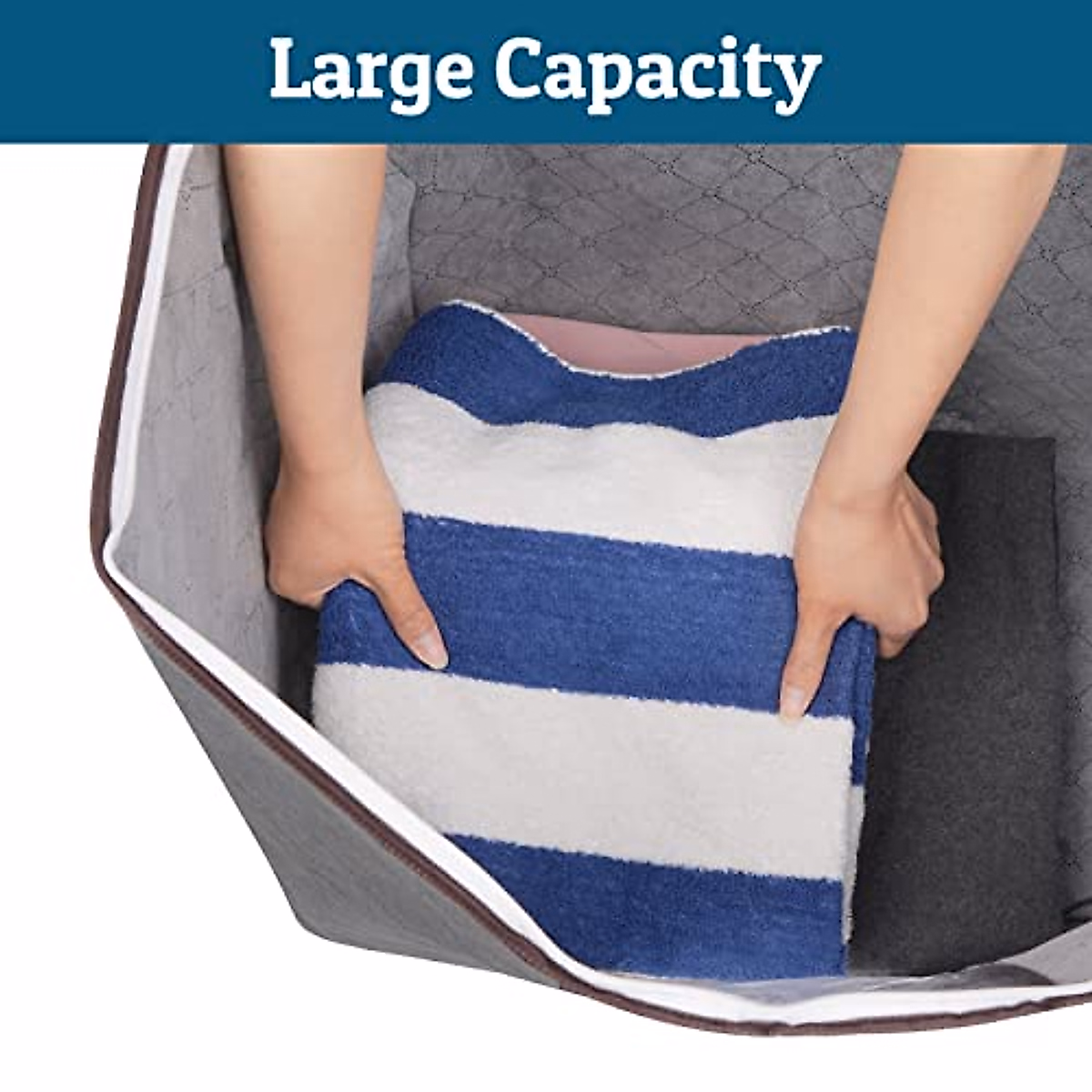 MecTo 3 Pack Clothes Storage Bag Large Capacity Under Bed Storage Organizer with Reinforced Handle Foldable Thick Fabric Storage Containers for Comforters, Blankets, Bedding (90L, Grey)