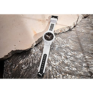 PUMA Women's Reset V2 Polycarbonate Quartz Watch with Polyurethane Strap, White, 18 (Model: P1048)