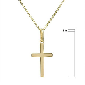 Amanda Rose Collection 14K Solid Yellow Gold Cross Pendant Necklace for Women on an 18 inch 14K Gold Chain