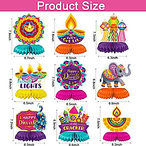 9 Pieces Diwali Honeycomb Ornaments - Diwali Party Decorations Demon Slayer Table Centerpieces Tabletop Decorations Diwali Happy Decorations for Indian Diwali Home Rangoli Party Decorations