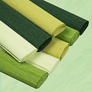 8 Rolls Crepe Paper Rolls, 10 x 98Inch 4 Colors Wide Crepe Paper Sheets with Floral Stem Wire and Green Floral Tapes for DIY Gift Wrapping Paper Crafts Birthday Wedding Holiday Paper Flower (Green)