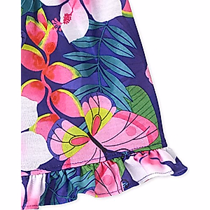 The Children's Place Girls' Sleeveless Tank Top and Short 2 Piece Pajama Set, Tropical Purple, Medium