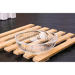 Leoyoubei 3 Ounce3.25x1.5 inch Heat Resistant Glass Bowl for Ice Cream Dessert,Soy Sauce Dishes,Appetizer Spoons Stackable,Mini Side Dishes Ramekins Transparent 4 Packs (Lace Bowls)