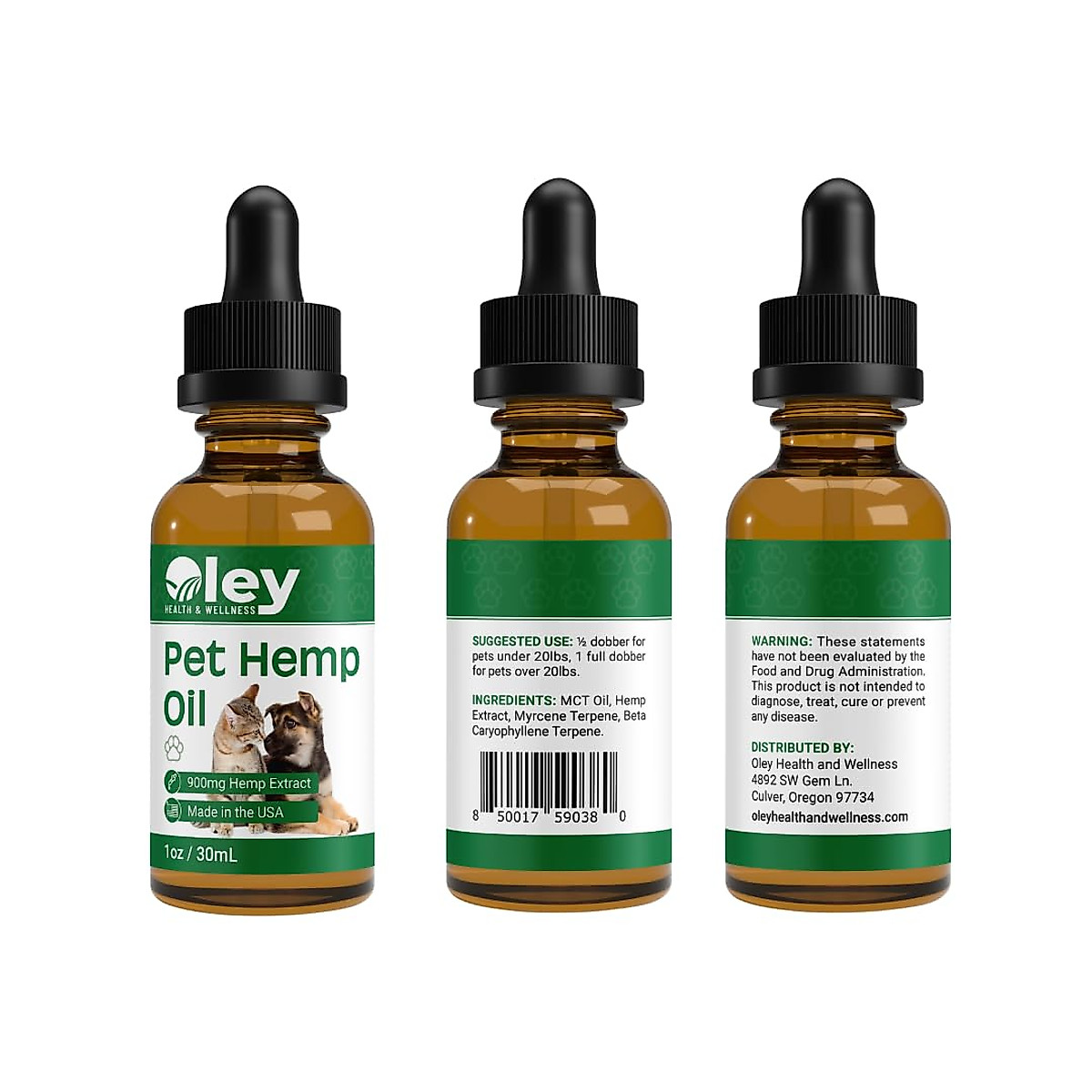 Pet Calming Oil - 900mg Hemp, MCT Oil - Natural Remedy for Anxiety, Joint Pain, Stress, Seizures, & Sleep Issues - Ideal for Dogs & Cats, Dog Joint Pain Relief, & Separation Anxiety Relief - 1oz