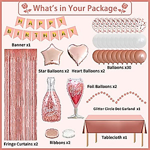 Rose Gold Party Decorations, Rose Gold Birthday Decorations, Happy Birthday Banner, Foil Balloons, Rose Gold Balloons, Birthday Decorations for Girls, Women