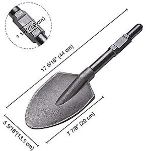 Yescom Clay Spade Chisel Shovel Scoop Bit for 1-1/8" Hex Shank Electric Demolition Jack Hammer Garden Lawn