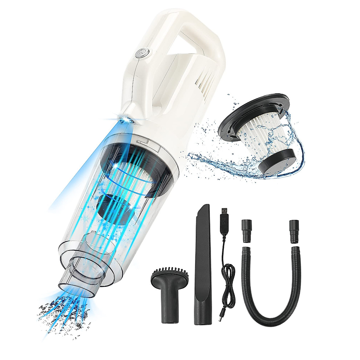 Handheld Vacuum Cordless,9000pa High Power Lightweight Hand Vacuum Dust Busters Rechargeable Portable Mini Car Vacuum Cleaner with LED Light for Pet Hair, Dustbuster Vacuuming Cordless Wet Dry Vacuums