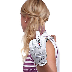 Nice Shot The Bird Golf Glove in White Cabretta Leather Women's Right Hand - Medium