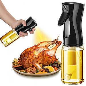 Oil Sprayer for Cooking -200ml Glass Olive Oil Sprayer Mister -Olive Oil Spray Bottle, Kitchen Gadgets Accessories for Air Fryer-Canola Oil Spritzer Widely Used for Salad Making, Baking - Frying, BBQ