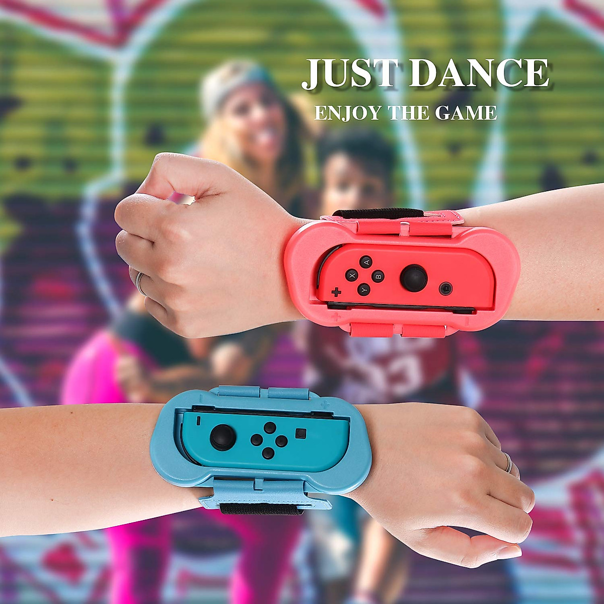 Switch Dance Wrist Bands, Switch Wrist Straps Compatible with Dance 2023 2022 2021 2020 and Nintendo Switch Sports Game - 2 Packs (Fit for 4.72-7.5 inches Wrist Circumference) - Blue and Red