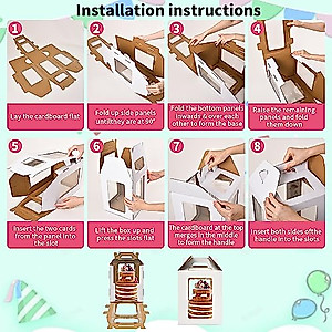 Hzzycaxli 6Pcs Tall Cake boxes with 6 windows and Cake Boards,10x10x12 Inch Large Tiered Cake Box for Wedding Birthday Transport,Durable White Bakery Box Disposable Cake Containers Cake Boxes