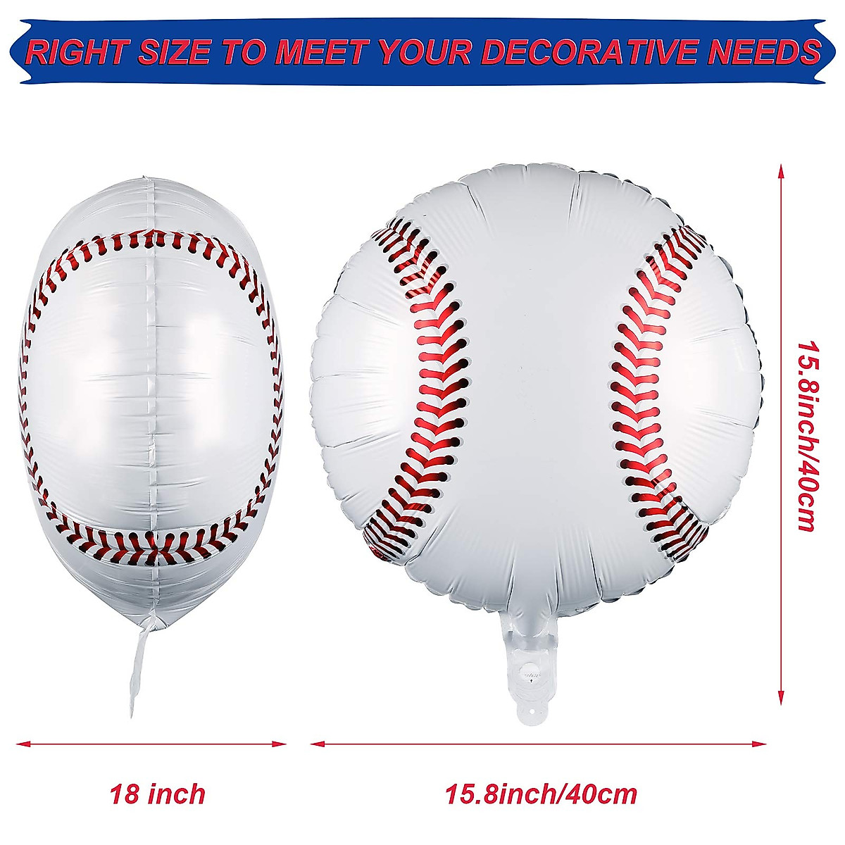 6 Pack 18 Inches Baseball Balloons Baseball Party Decorations Foil Balloons for Baseball Themed Party Supplies Summer Birthday Sports Party Favors Baby Shower Decoration
