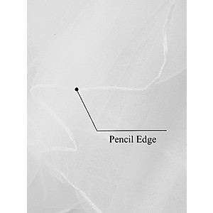 Unsutuo 2 Tier Wedding Veil Fingertip Length Veil Pencil Edge Bridal Tulle Veil Short Blusher Veil with Comb for Women and Girls (Ivory)