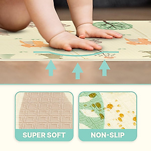 Easy Baby Nontoxic Foam Play Mat for Babies and Toddlers | Foldable, Washable, and Waterproof Playmat | Large 77" x 59" (Woodland Friends Pattern)