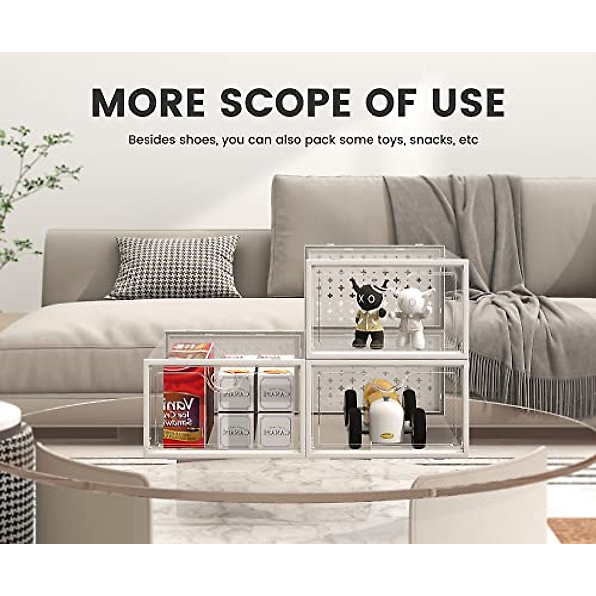 Pinkpum Shoe Storage Boxes, Shoe Organizer for Closet Clear, Shoe Boxes Clear Plastic Stackable, Folable Storage Bins with Lids,12 Pack