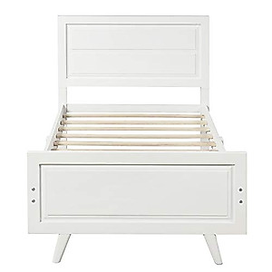 n/a Wood Platform Bed Twin Bed Frame Foundation with Headboard and Wood Slat Support (Color : Black)