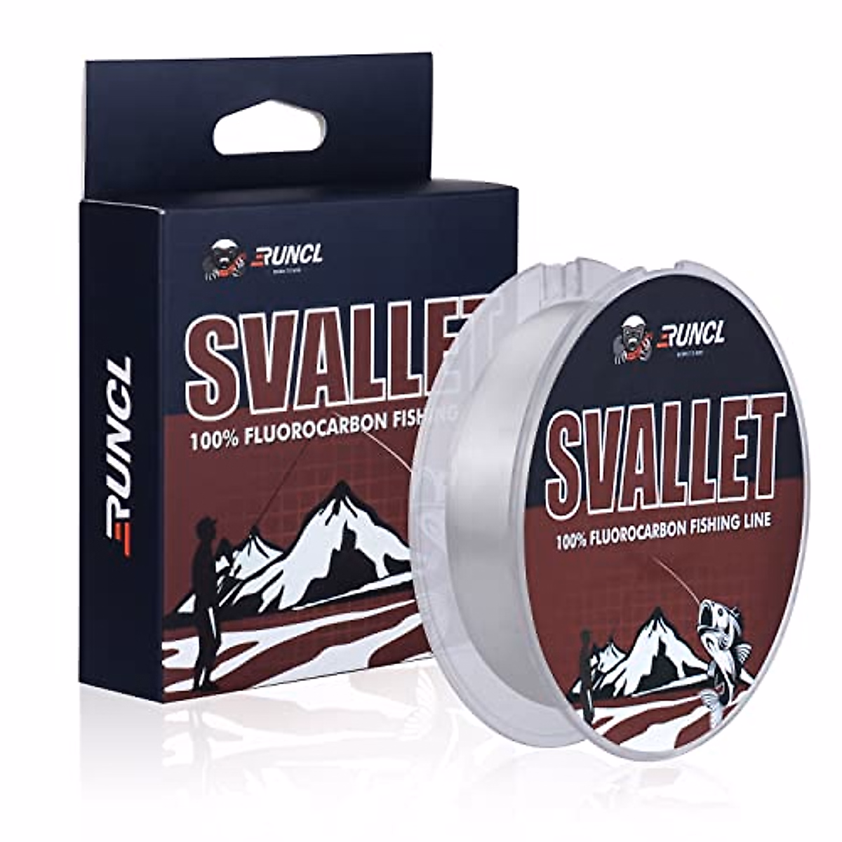 RUNCL 100% Fluorocarbon Fishing Line, 50Yds 2-80LB, High Sensitivity, Abrasion Resistance, Invisible Underwater, Sinks Faster, for Freshwater, Saltwater, Ice Fishing