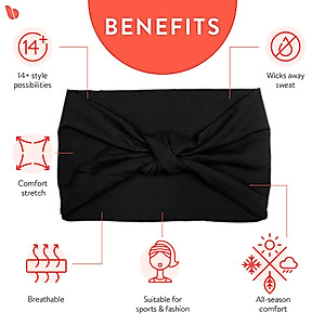 BLOM Non Slip Headbands - Wide Headbands for Women - Yoga Headbands for Women - Workout Headbands for Women - Wear for Fashion, Travel, or Running Multi Style - Gym Wrap