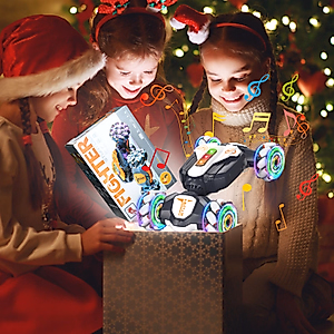 TIOYOTY Gesture Stunt RC Car, 2.4Ghz 4WD Remote Control Car, Gravity Watch Sensor 360° Rotating Twist Drift Offroad Toy Car with Music Lights, Ages 6-12 Boys Girls Birthday